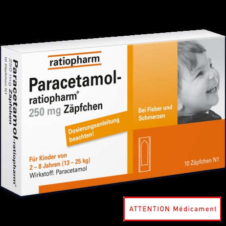 PARACETAMOL RATIO 250 MG 10 SUPP – Ma Pharmacie